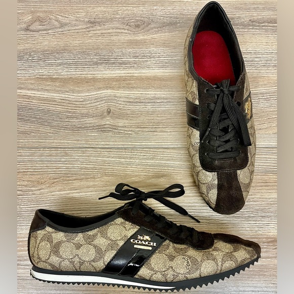 Coach | Shoes | Coach Brown Ivy Logo Signature Sneakers 9 | Poshmark